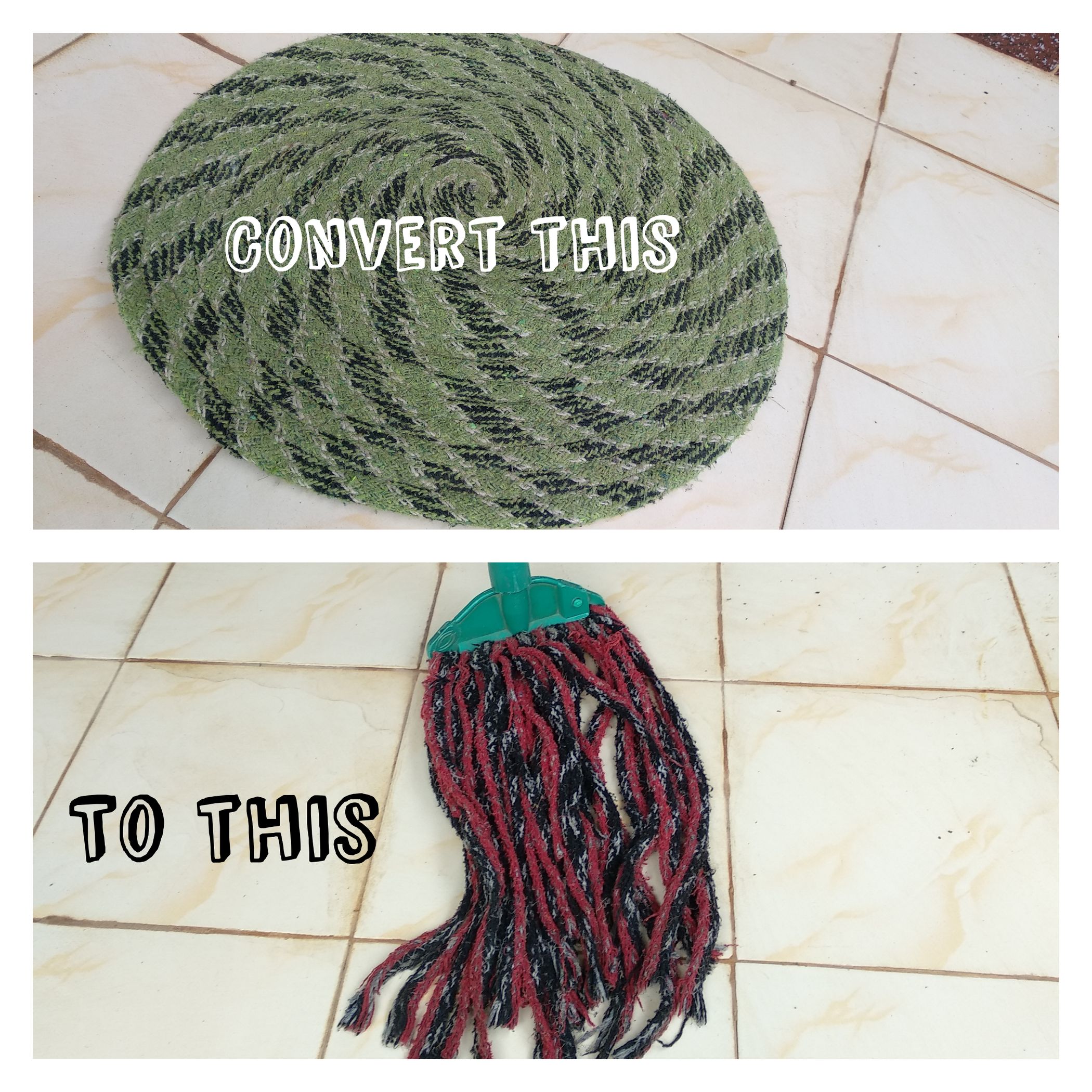 Convert Old Mat to a Cleaning Mop : 4 Steps - Instructables
