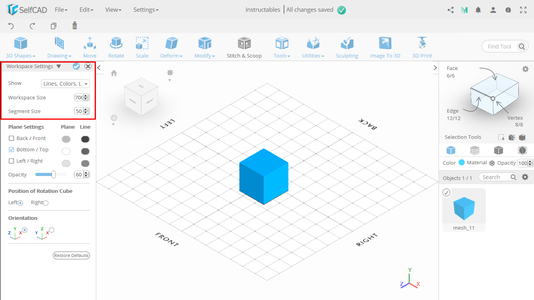 1 5 Workspace Settings Learn Selfcad 5 Steps Instructables