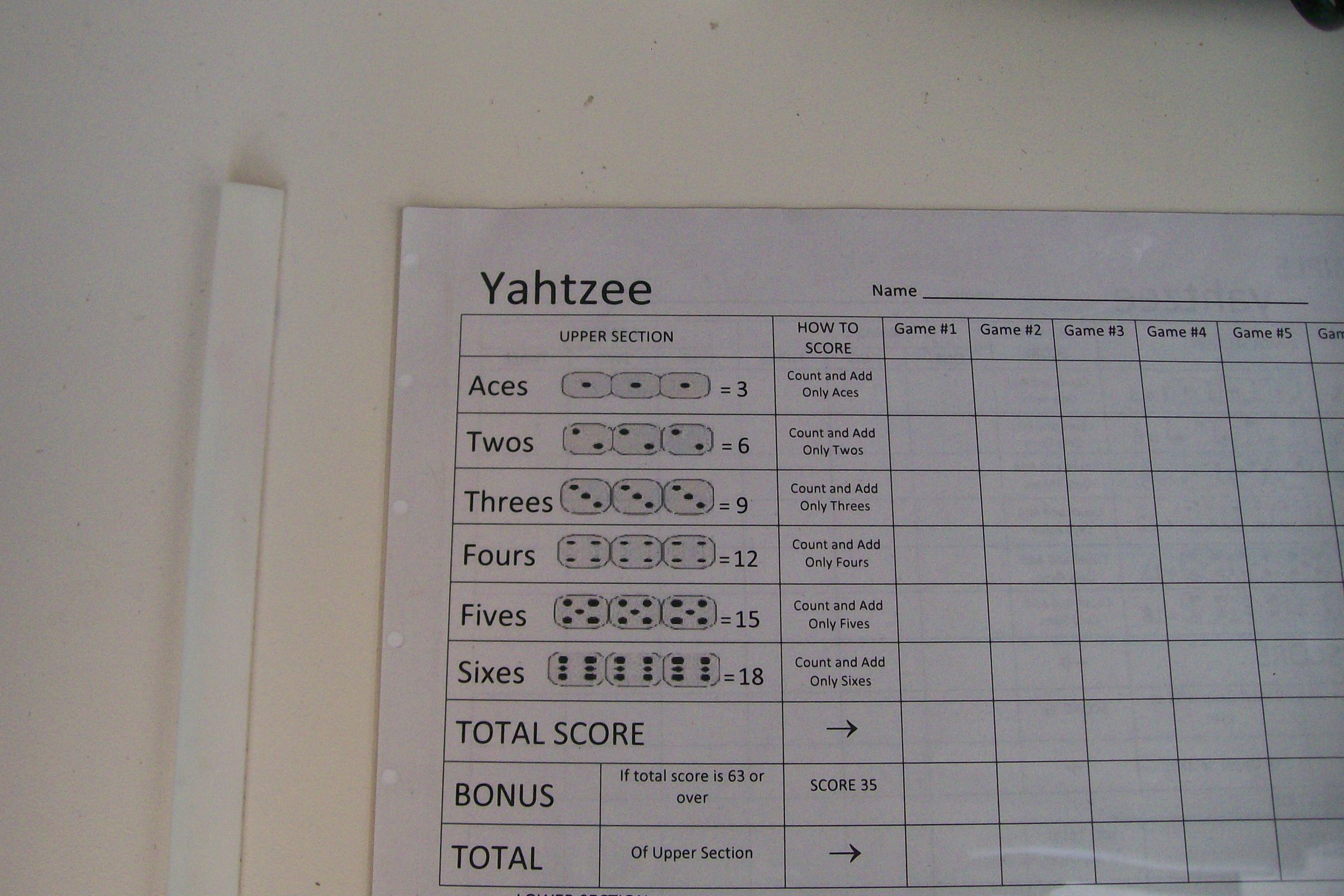 Reusable YAHTZEE Score Sheet : 6 Steps - Instructables