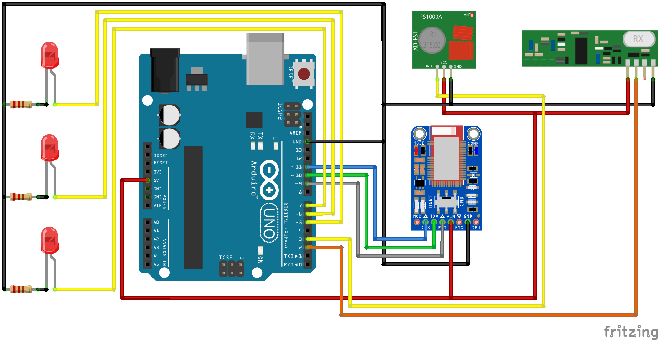 Using Sensors, 433Mhz RF Modules and Adafruit's BLE Bluefruit Chip to ...