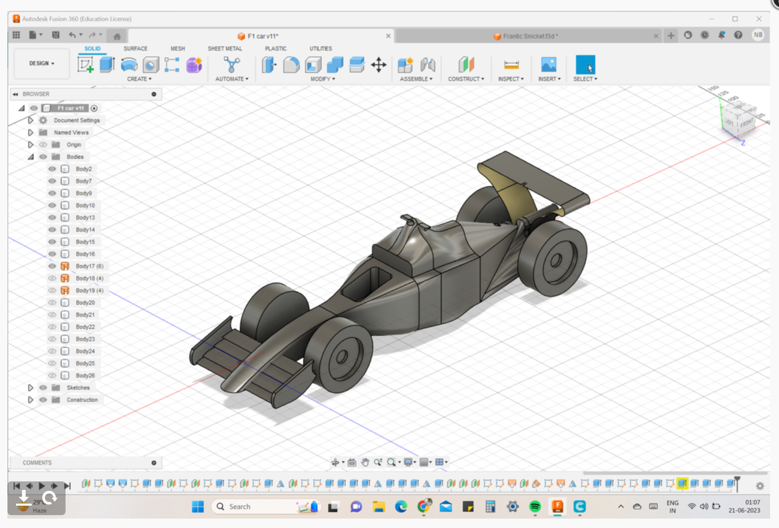 A F1 Car (Formula One) Model in Autodesk Fusion 360 for 3D Printing ...
