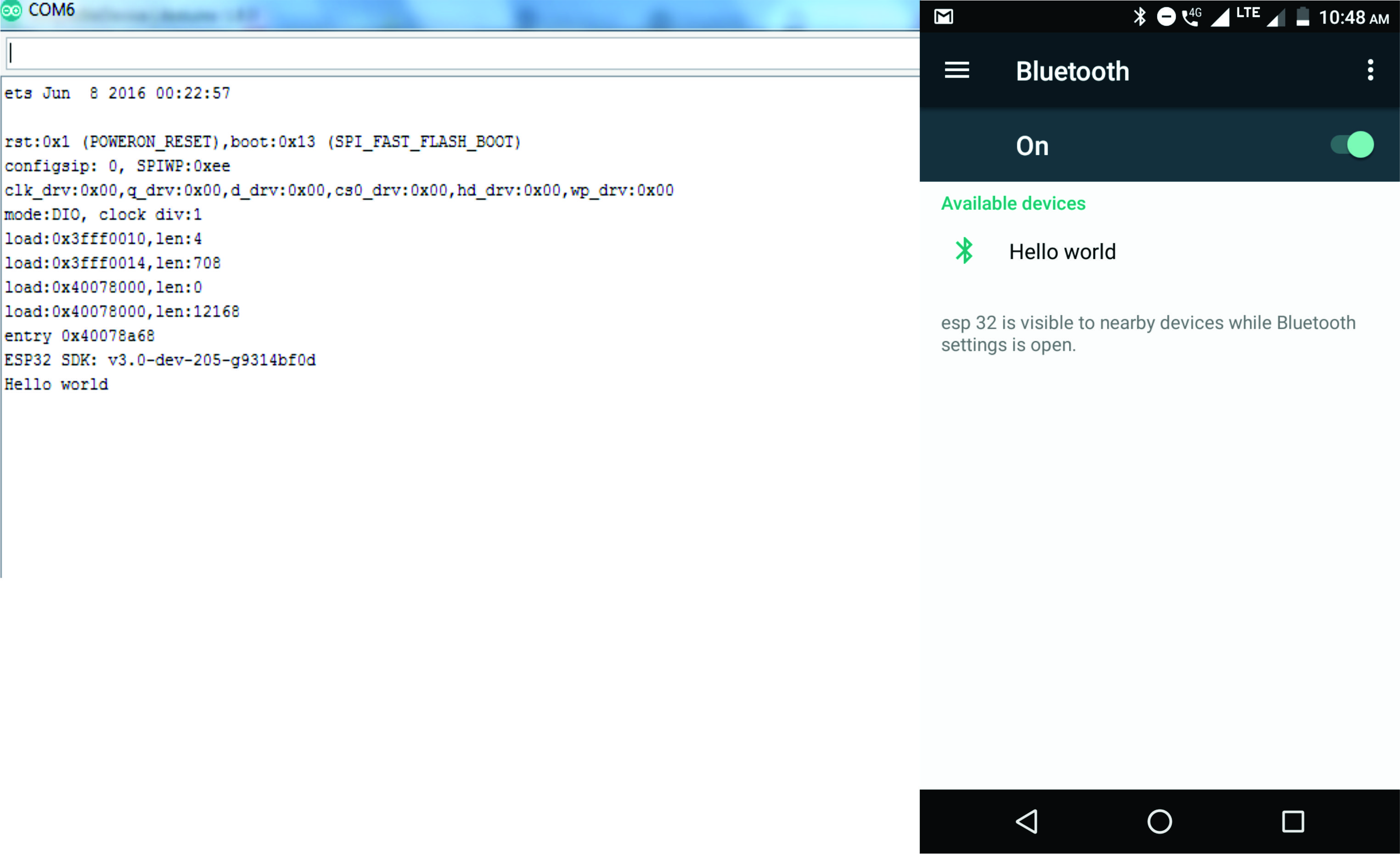 ESP-32 - Communication Through Serial Monitor Using Mobile Bluetooth ...