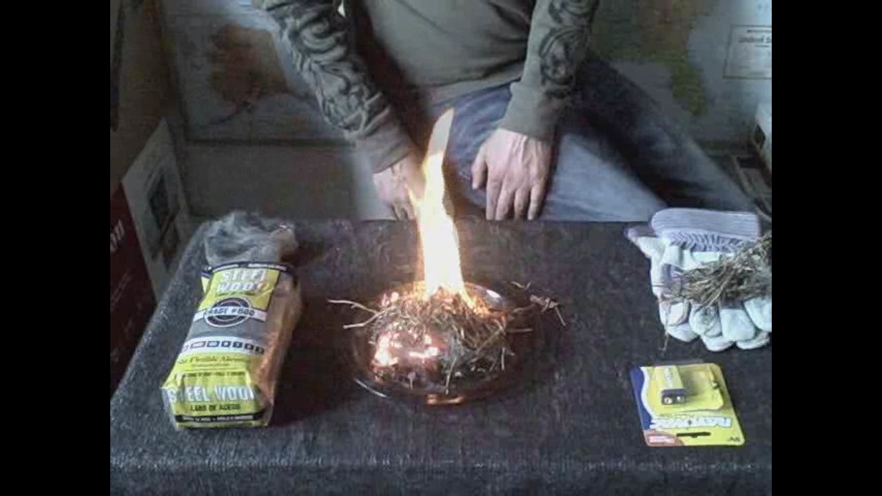 Make Fire Without Matches or Lighter! Steelwool + Battery = Sparks ...