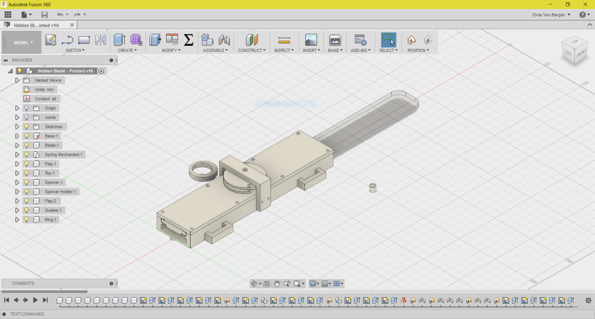3D Printed Hidden Blade Prop - Fusion 360 Design : 6 Steps (with ...