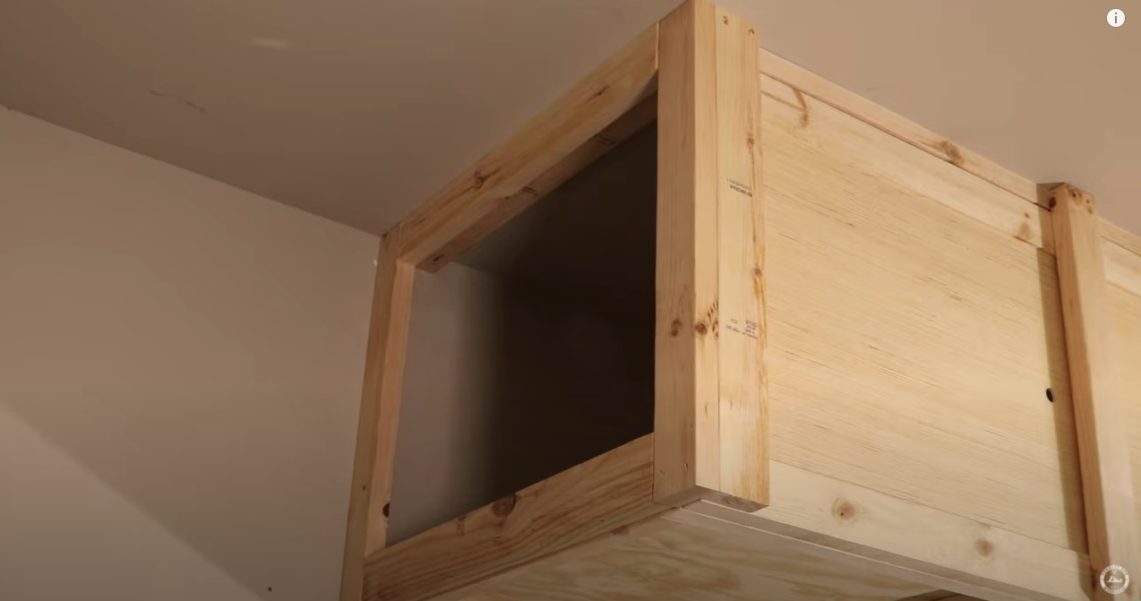 DIY Hanging Storage Shelves With Sliding Doors - Overhead Garage ...