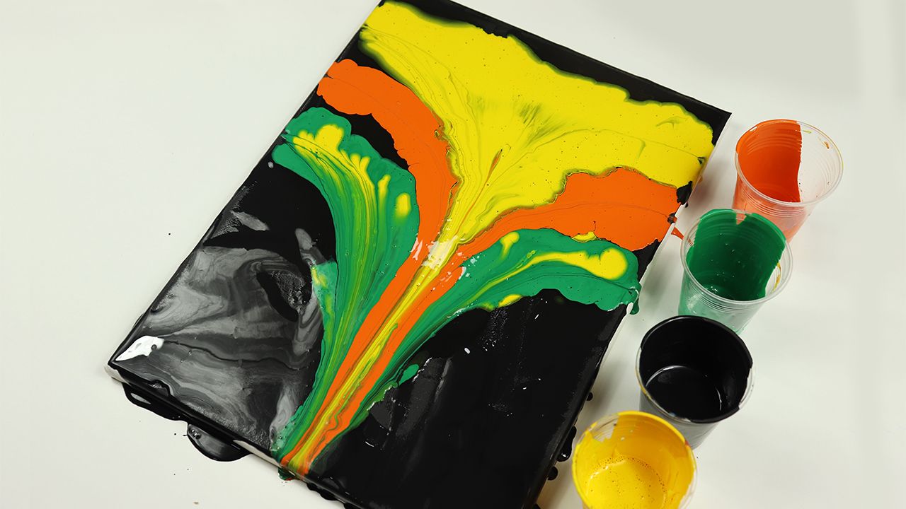 Acrylic Pouring String Pull Abstract Flower Painting : 5 Steps ...