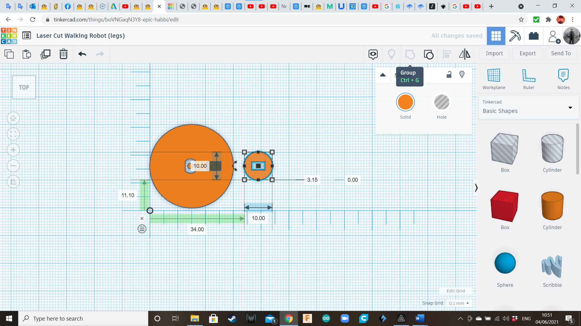 Tinkercad Robotics for School: Laser-cut Walking Machine! : 27 Steps ...