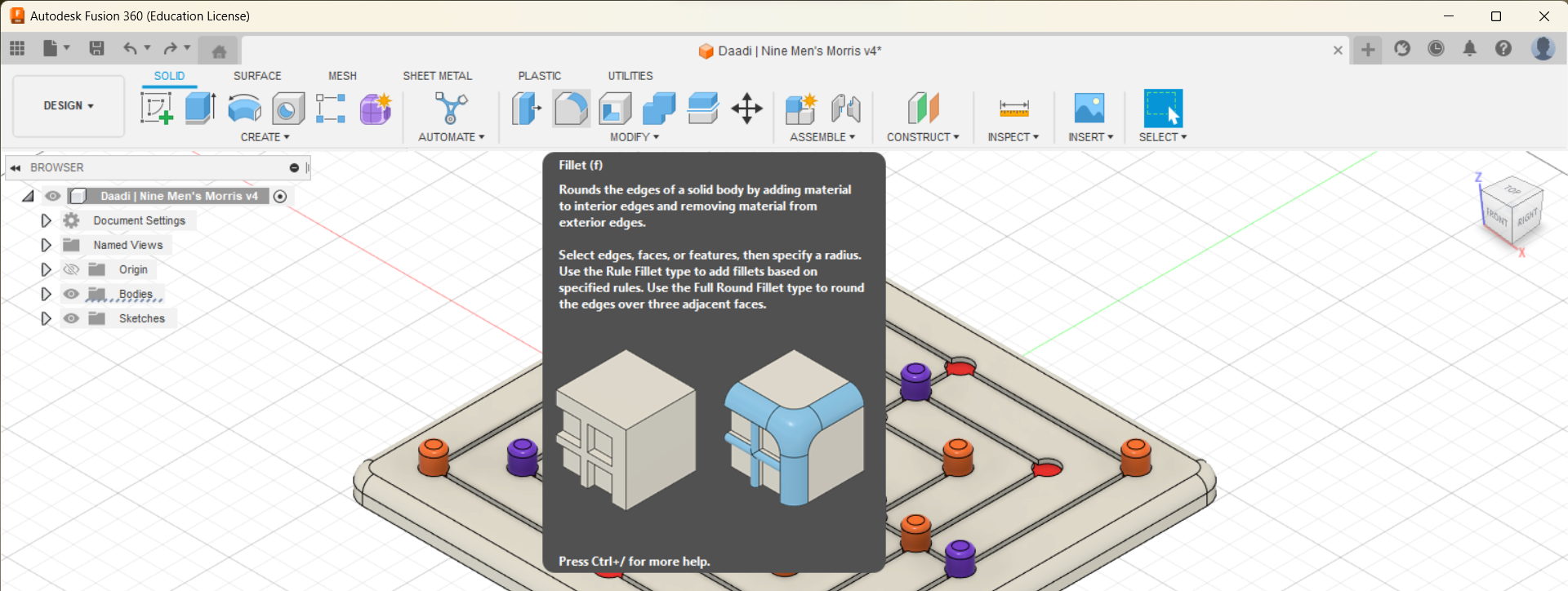 How to Design 9 Mens Morris Game in Fusion 360 : 10 Steps (with ...