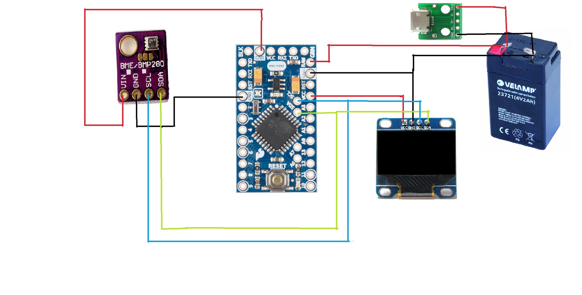 Simple Weather Station With Bme280 Arduino And Oled Display 4 Steps Instructables 2901