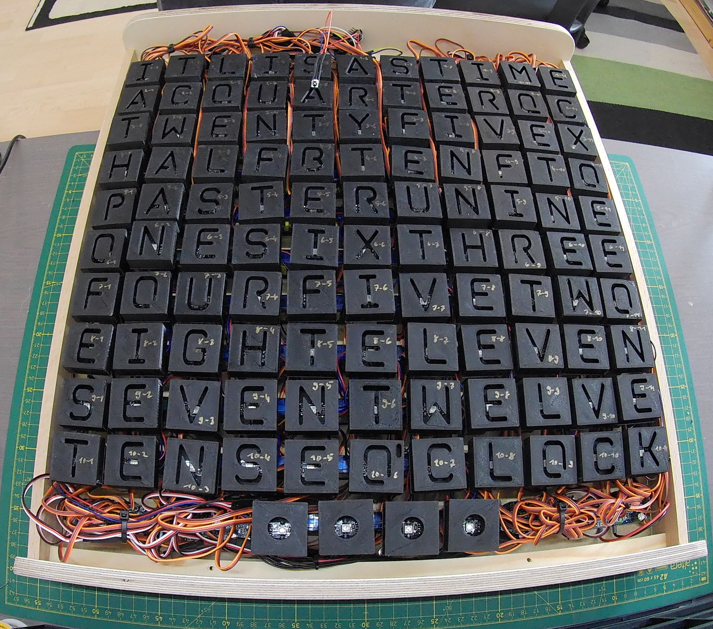 Word Clock Controlled by 114 Servos : 14 Steps (with Pictures ...
