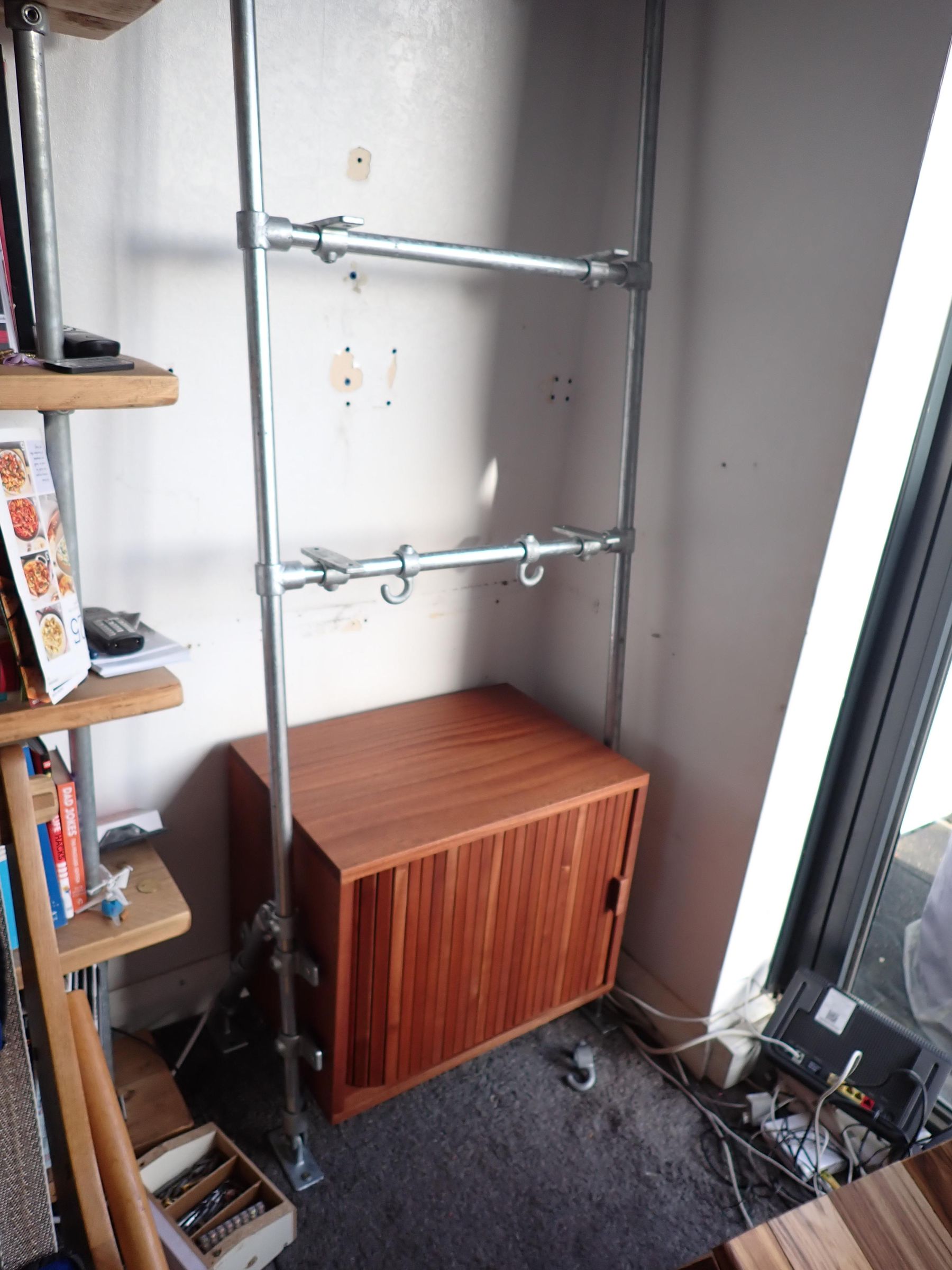 Scaffolding Ladder Bookshelf With Tambour Door Cupboard Designed in ...