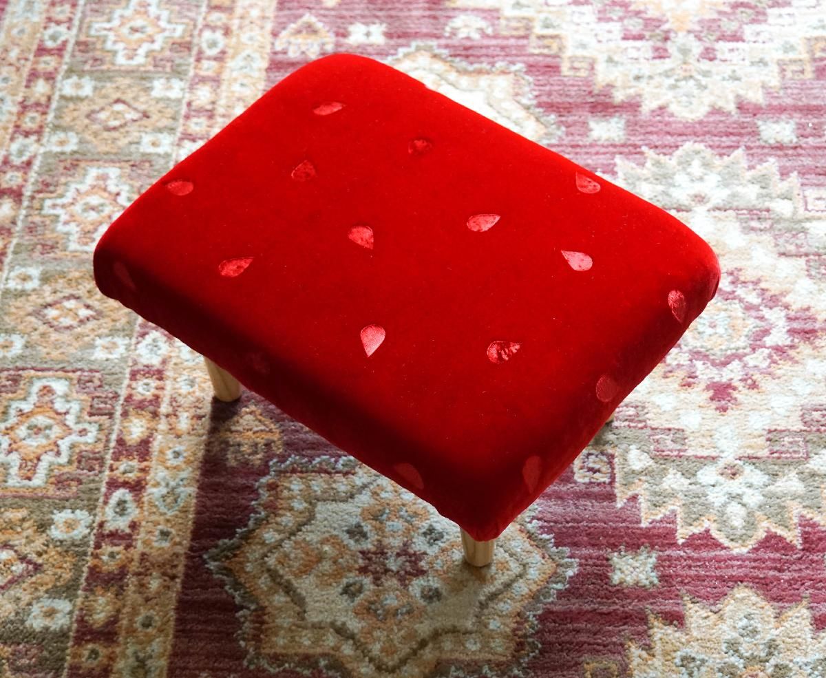 DIY Upholstered Footstool W/ an Embossed Velvet 'Strawberry' Design ...