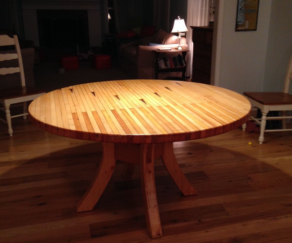 Round Dining Table Made From Bowling Alley Wood : 5 Steps (with ...