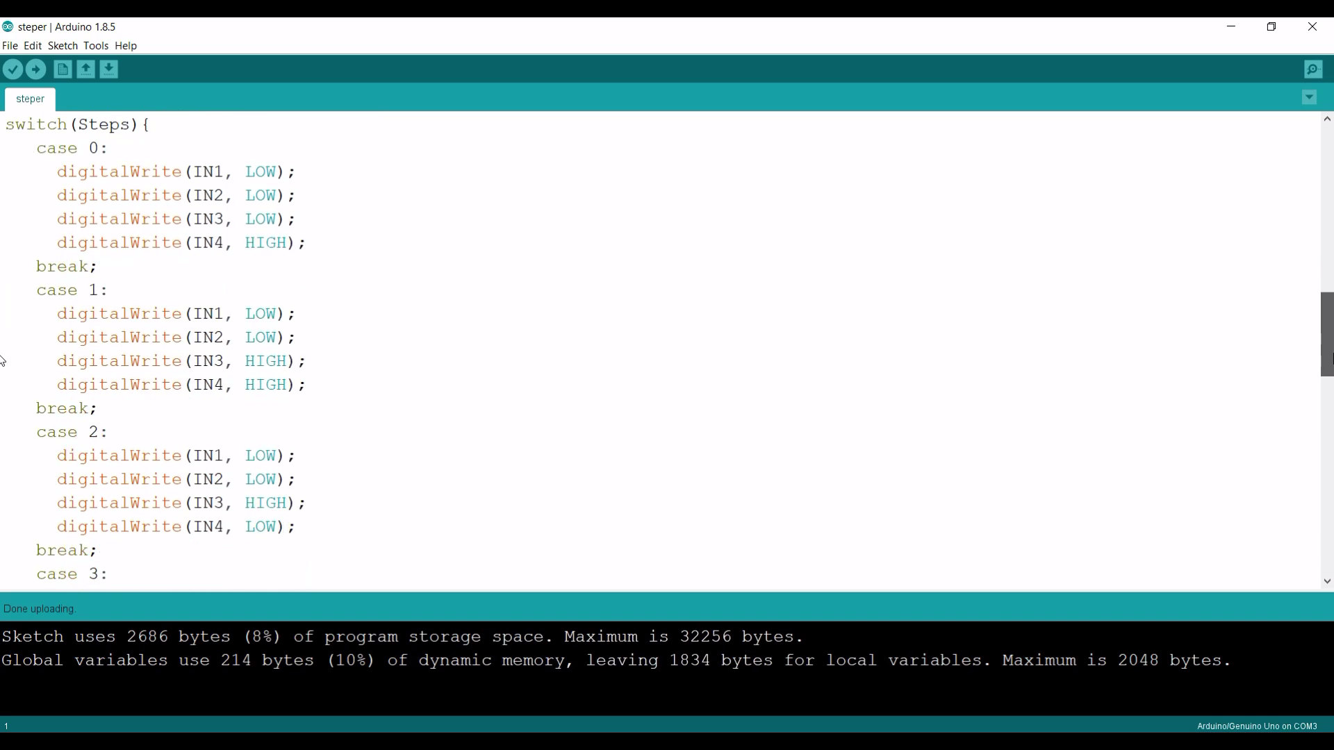 Arduino Tutorial - Stepper Motor Control With Driver ULN 2003 : 5 Steps ...