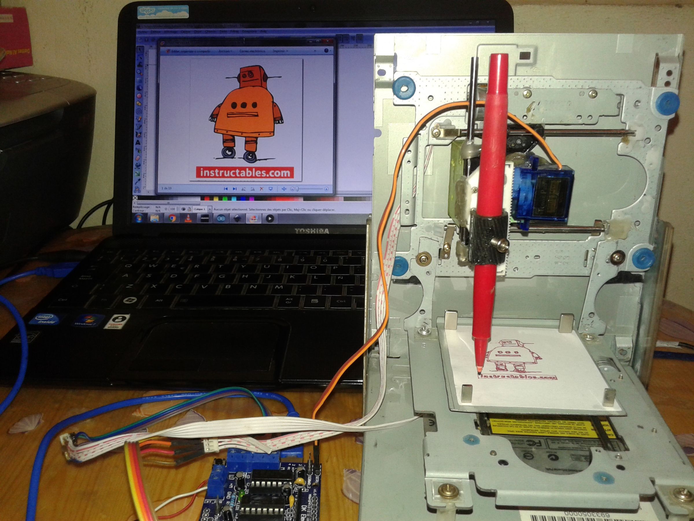 Drawing Instructables Robot by Mini CNC - Arduino - L293D Shield (with ...