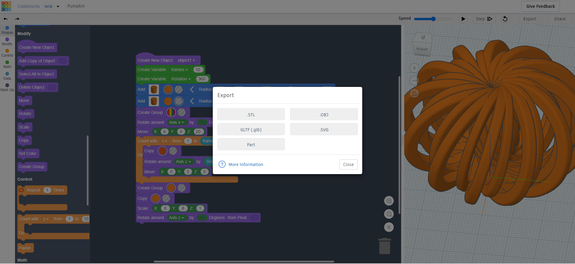 Make a 3D Printable Pumpkin With Codeblocks! : 9 Steps (with Pictures ...