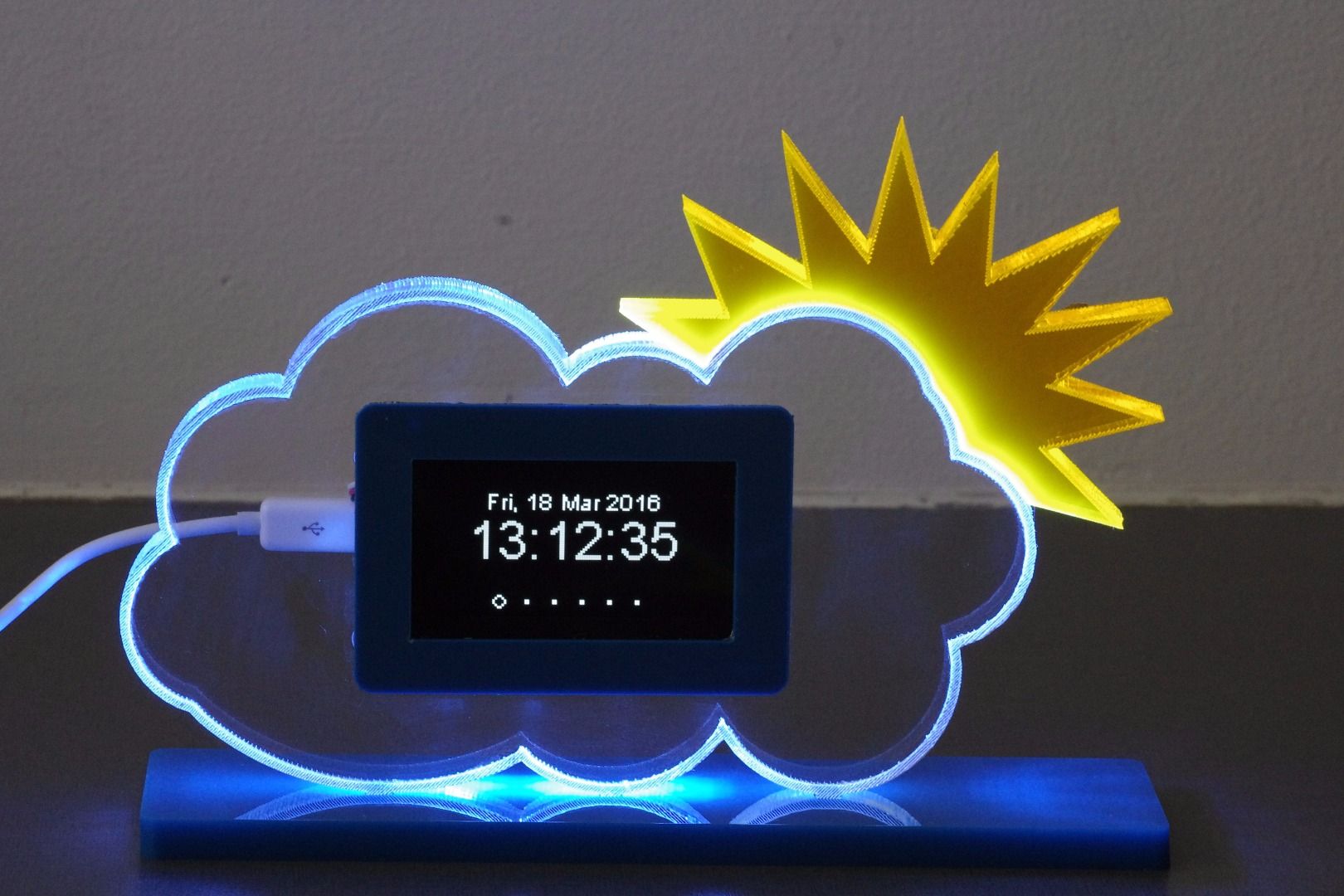 Acrylic Sheet RGB Glowing Weather Station With Indoor/outdoor/forecast ...