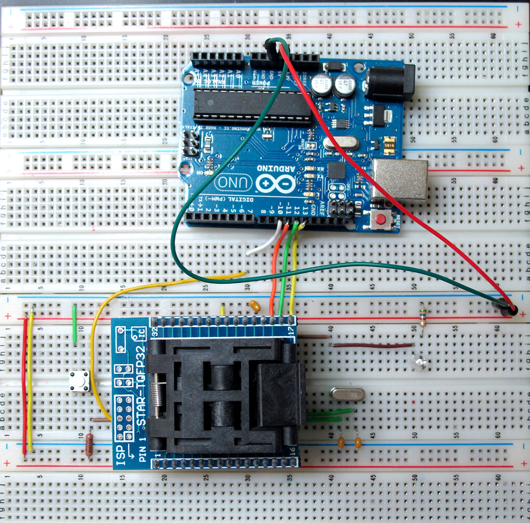 Burn Arduino Bootloader on Atmega-328 TQFP and DIP Chips on Breadboard ...