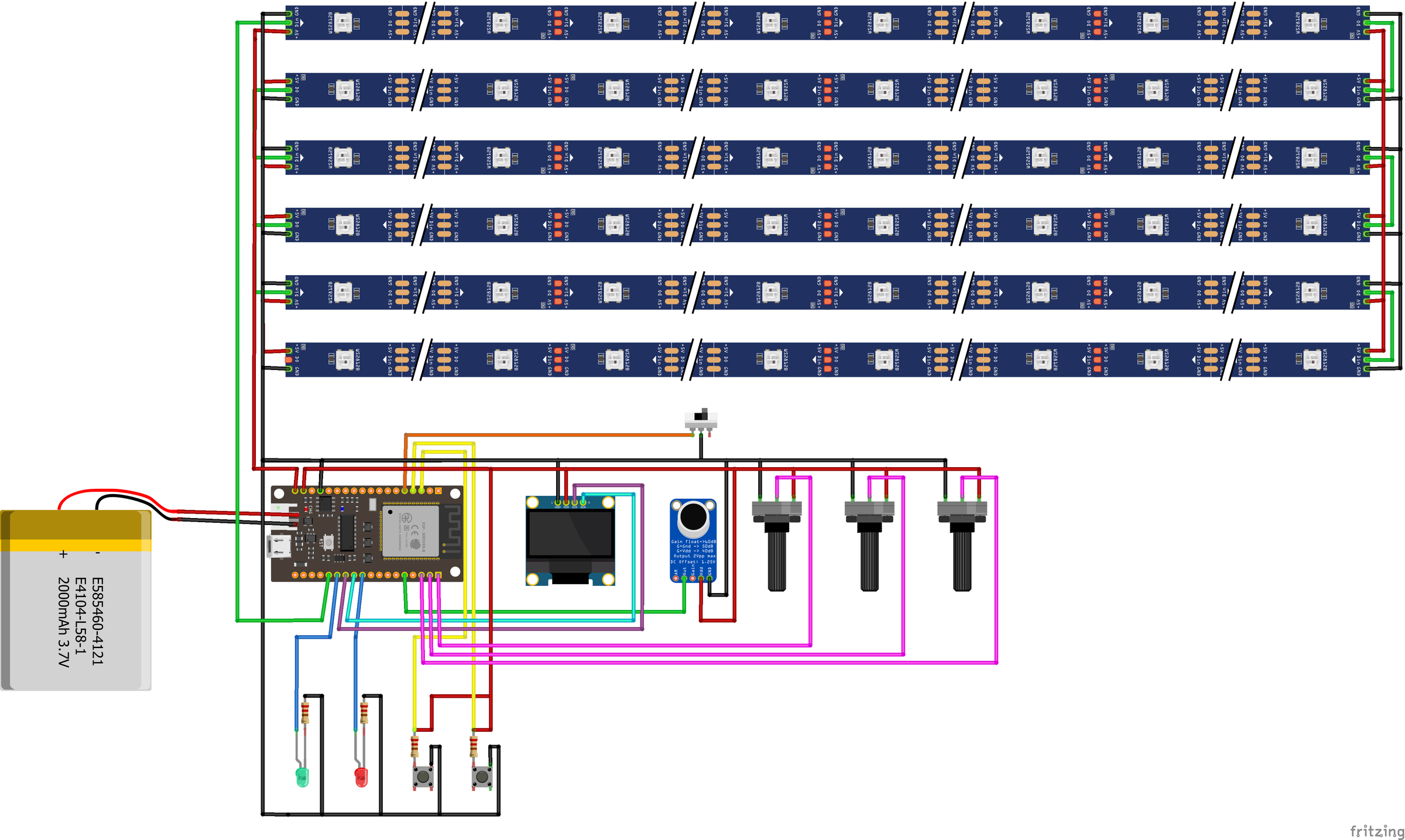 ESP32 Wireless Sound Reactive RGB LED PANEL WS2812b With Battery : 11 ...