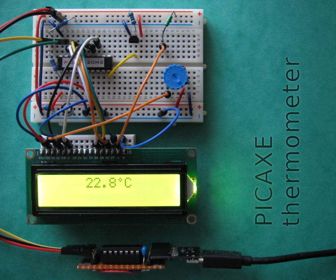PICAXE Thermometer Prototype With DS18B20 Sensor and LCD Display : 8 Steps (with Pictures ...