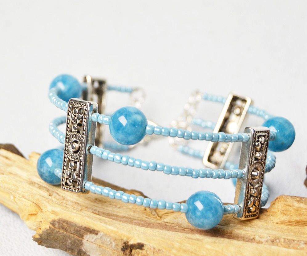 Beebeecraft Tutorials on Making Gemstone Beads Bangle : 4 Steps ...