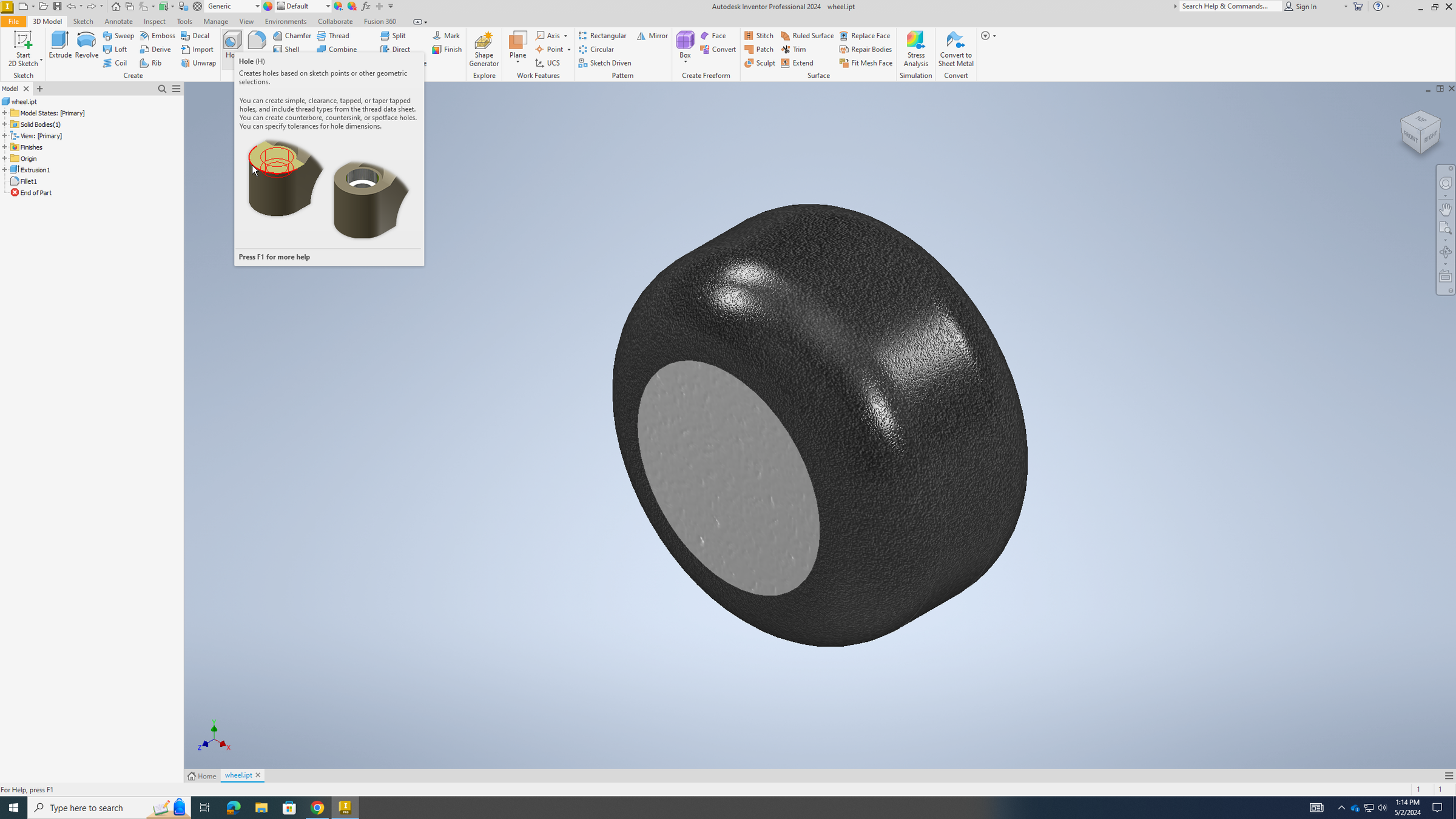 How to Make a 5 Inch Wheel in Autodesk Inventor : 12 Steps - Instructables