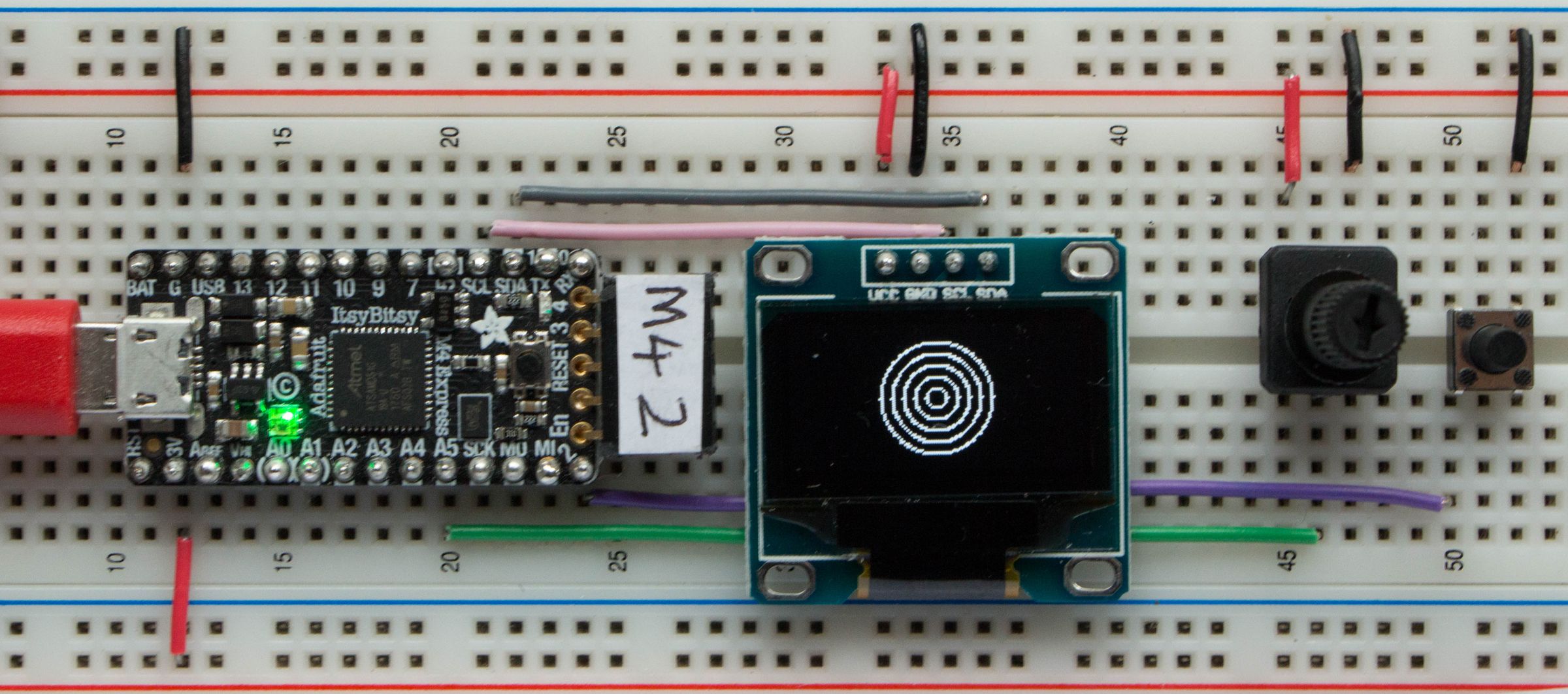 Graphics on a SSD1306 I2C OLED 128x64 Display With CircuitPython Using an Itsybitsy M4 Express ...