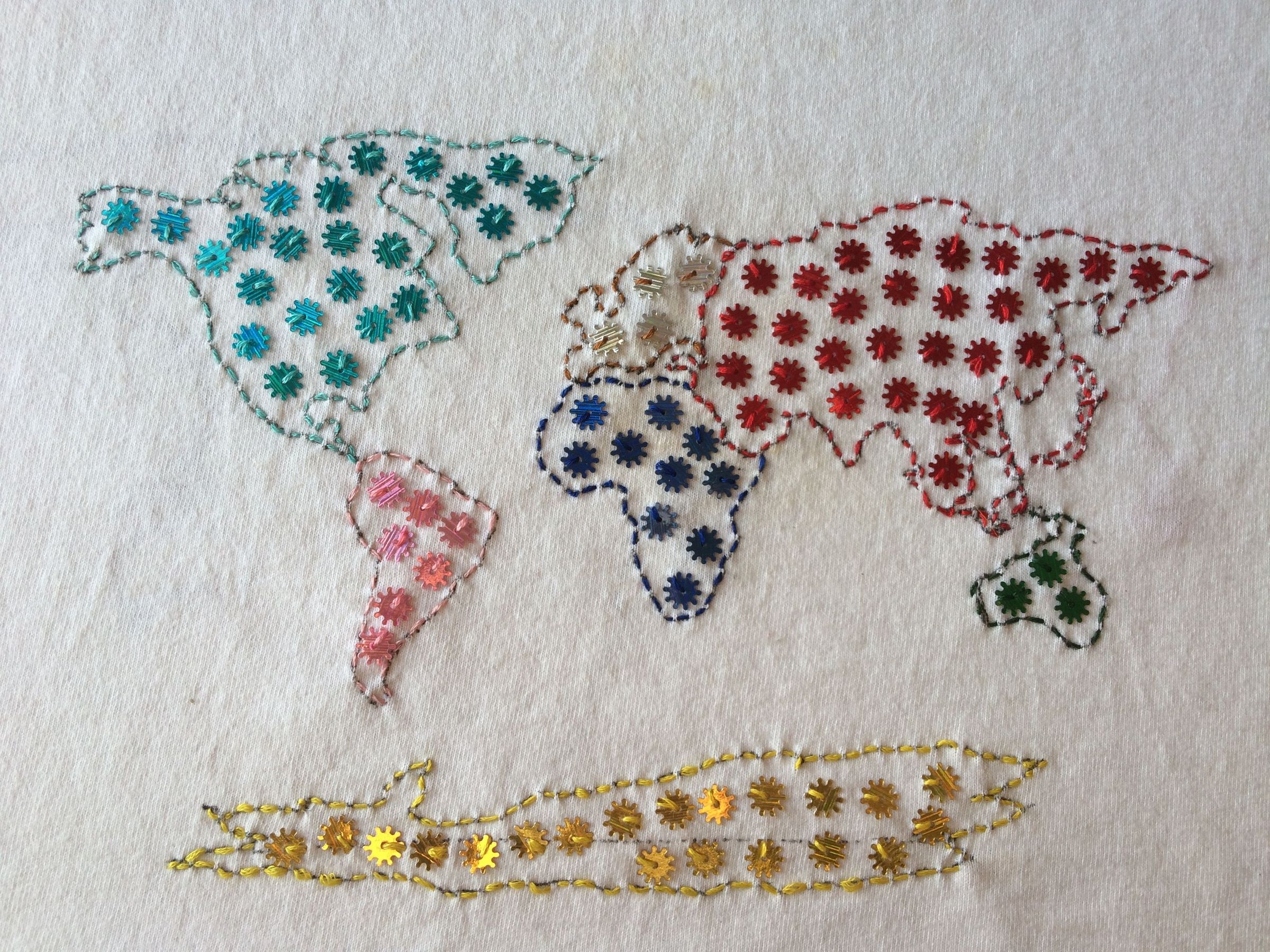 Hand Embroidered World Map : 17 Steps (with Pictures) - Instructables