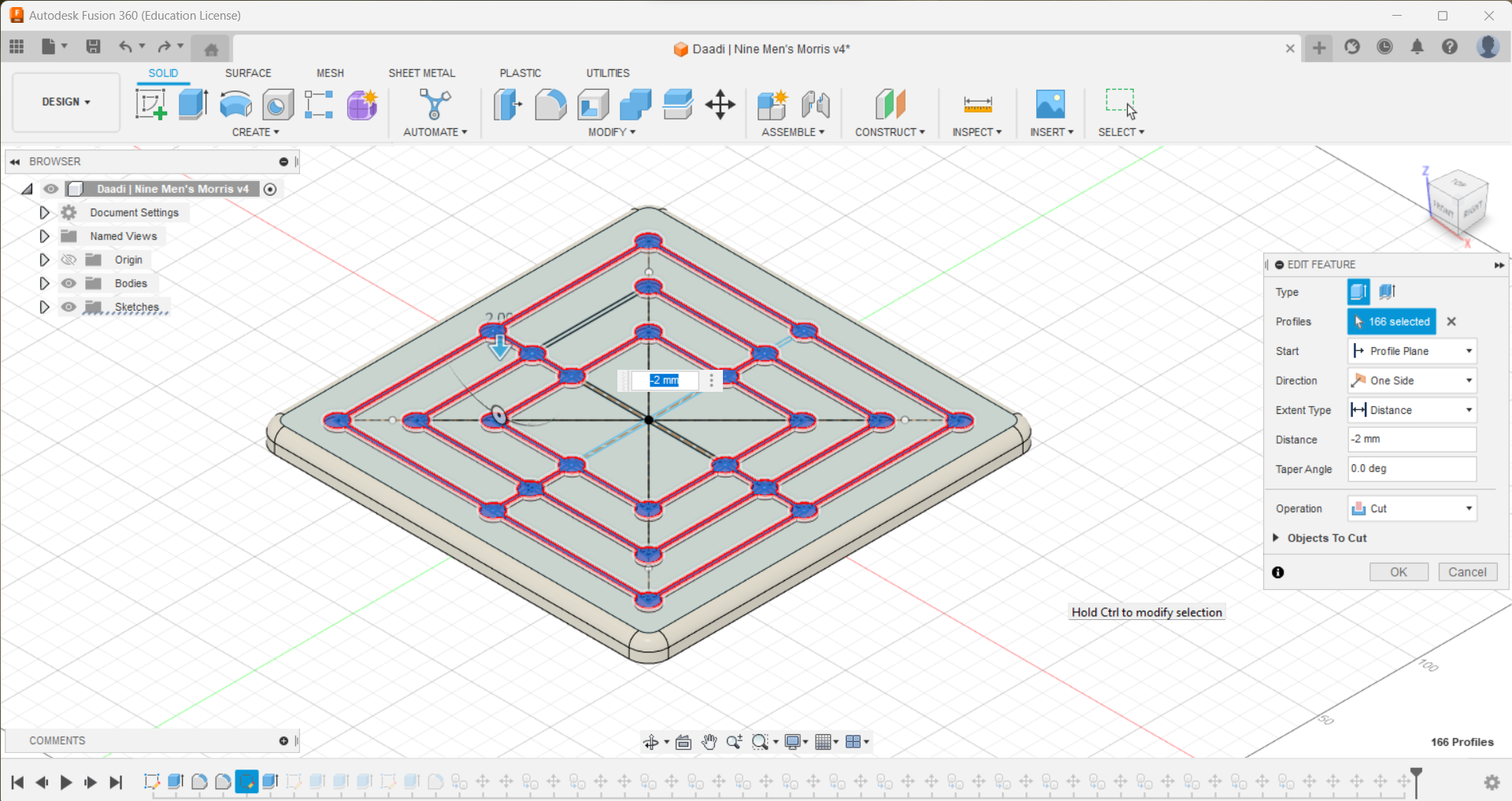 How to Design 9 Mens Morris Game in Fusion 360 : 10 Steps (with ...