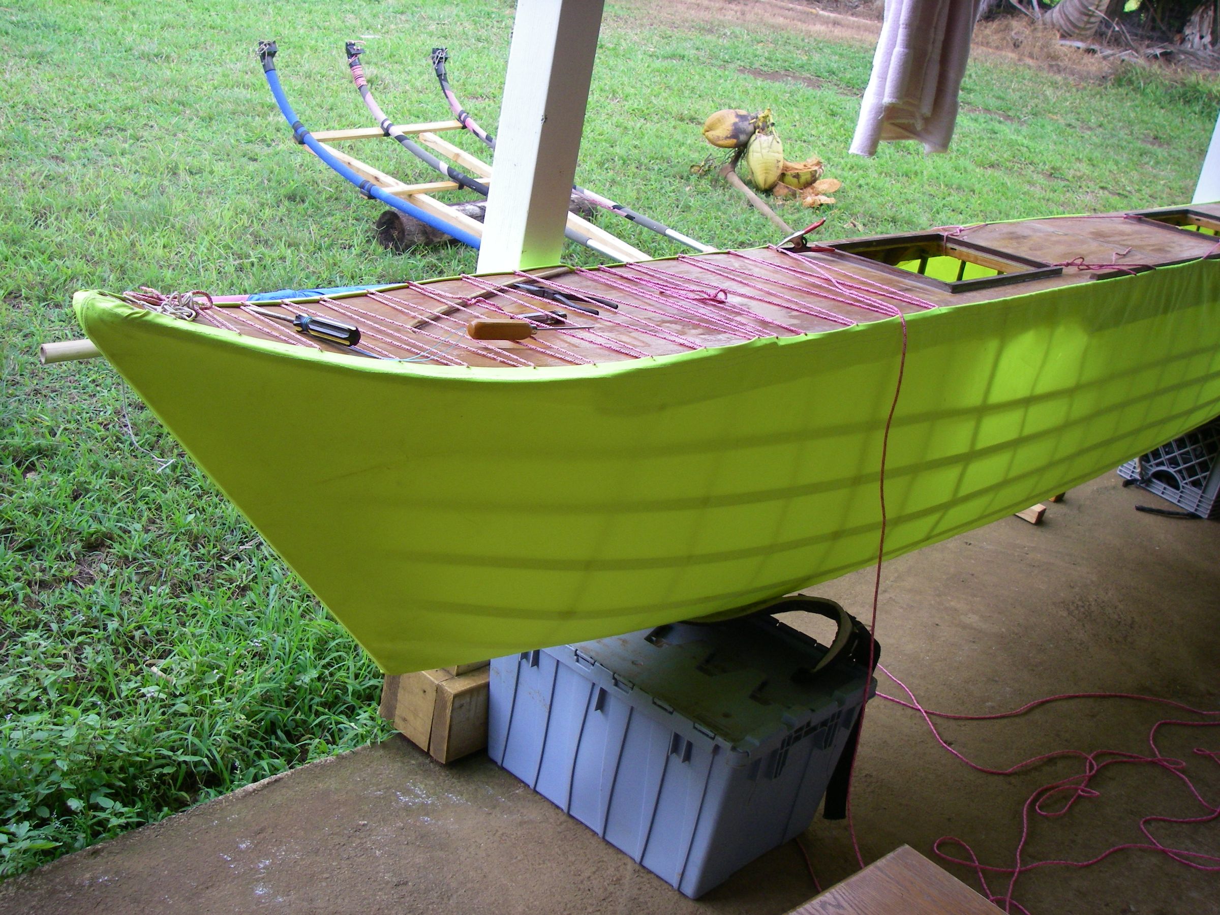 Sailing Canoe Chapter 7: Sew a Skin Over the Hull Skeleton and Seal It ...