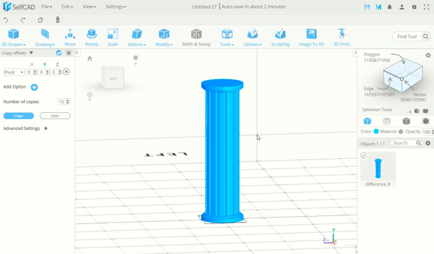 SelfCAD 3D Pillar With Extrusion : 4 Steps - Instructables