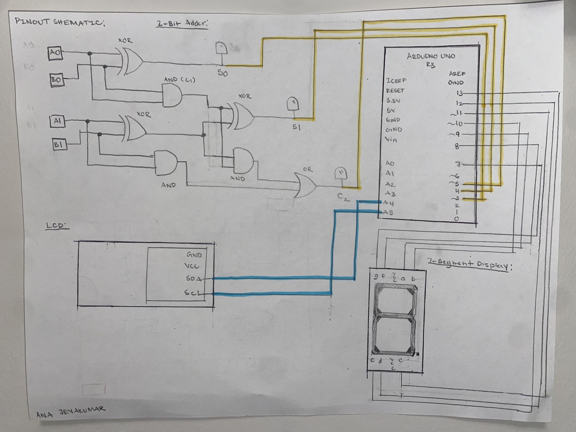 2-Bit Adder With 7-Segment Display and LCD : 6 Steps (with Pictures ...