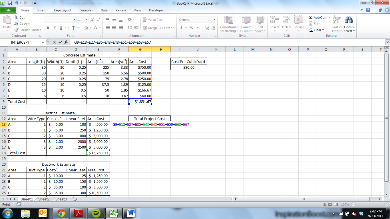 Using Excel's Basic Formula Functions to Create an Project Estimate ...
