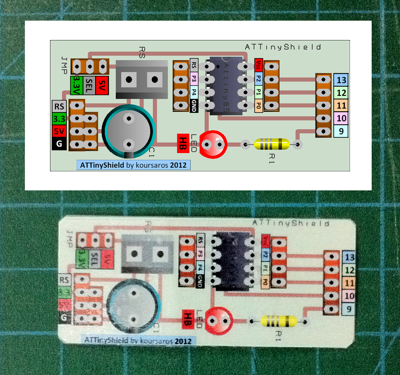 Arduino ATtiny85 Programmer Shield on PCB [ATtinyShield] : 9 Steps ...