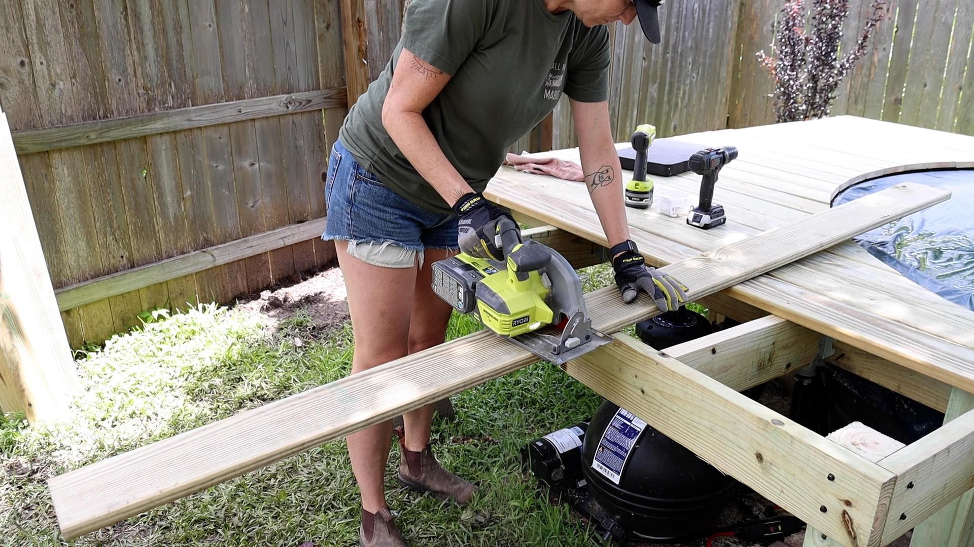DIY Pool Deck With a Secret Hatch! How to Build a Deck for Your Stock ...