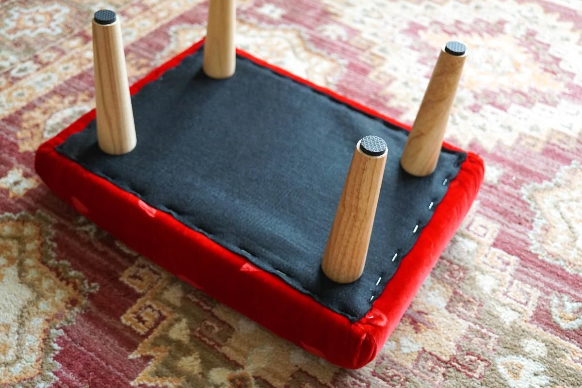 DIY Upholstered Footstool W/ an Embossed Velvet 'Strawberry' Design ...