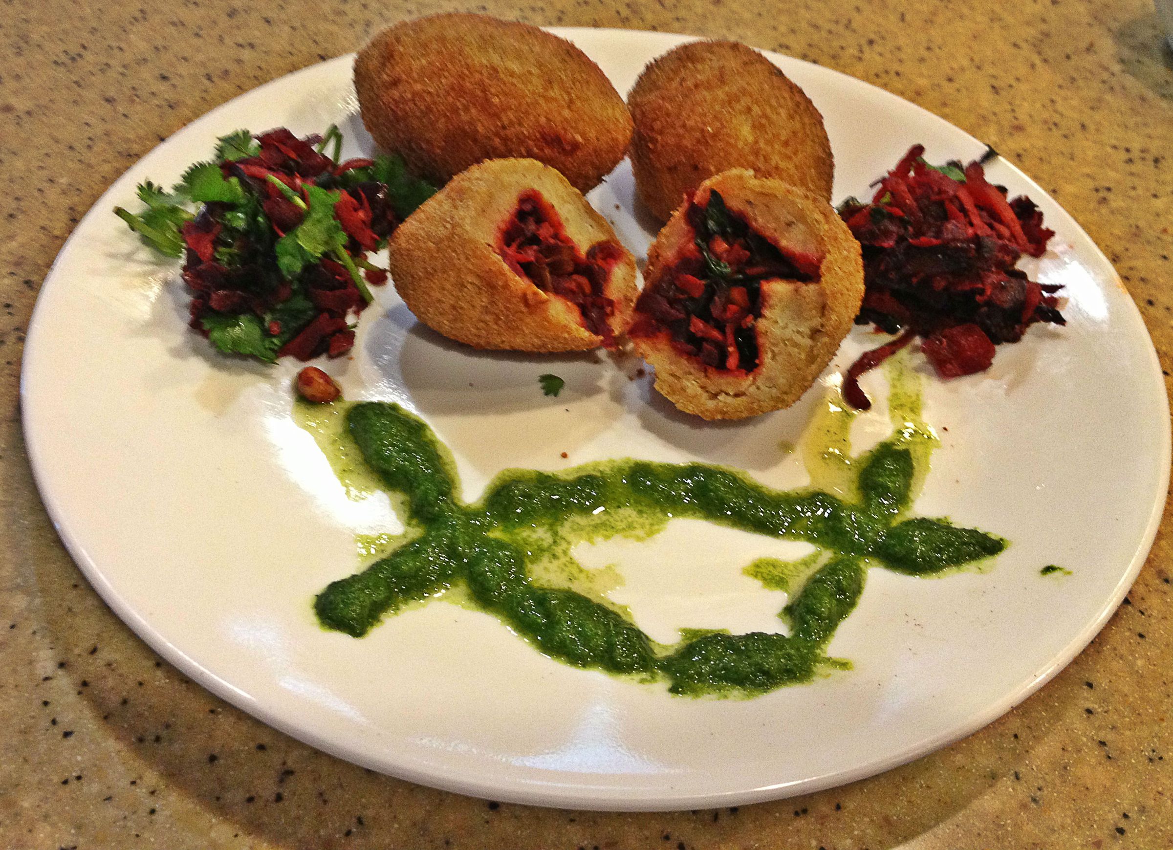 Vegetable Stuffed Potato Cutlets With Tamarind & Cilantro-Lemon Chutney ...