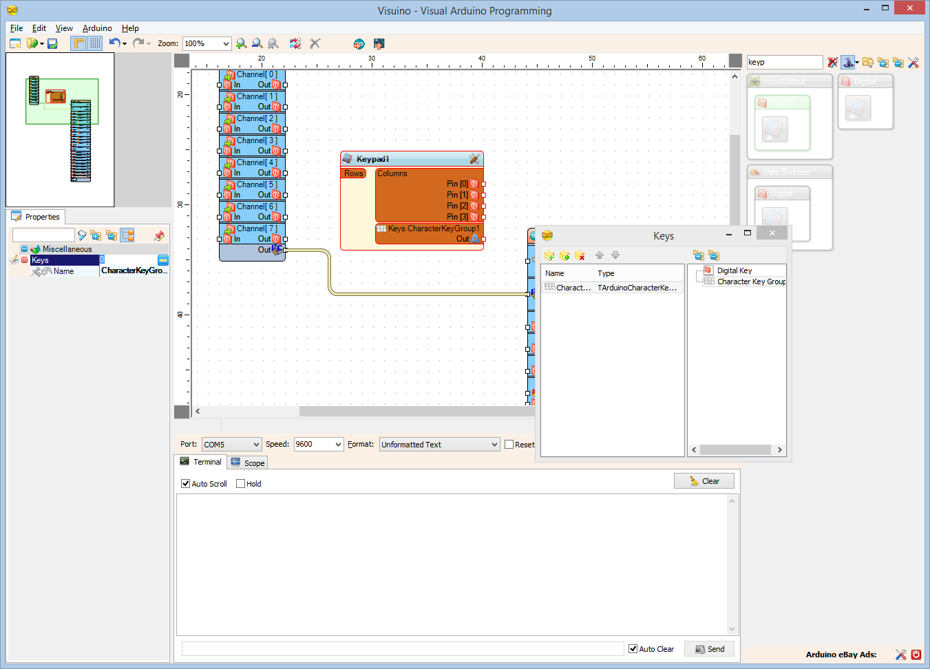Arduino Nano: I2C Matrix Keypad With PCF8574/PCF8574A GPIO and Visuino ...
