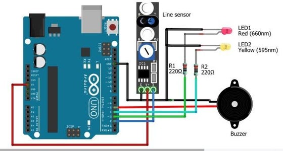Line Tracking Sensor Ky 033 With Arduino And Buzzer 3 Steps Instructables
