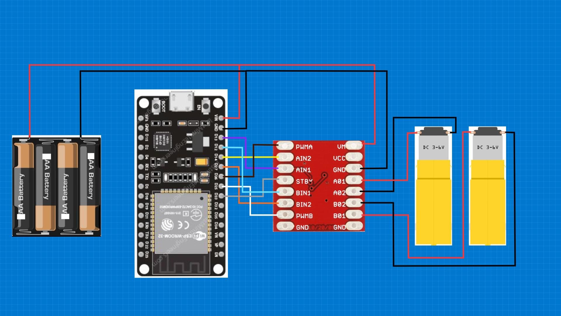 Simple 2 Wheel ESP32 Robot Using the TB6612FNG Dual Motor Controller ...