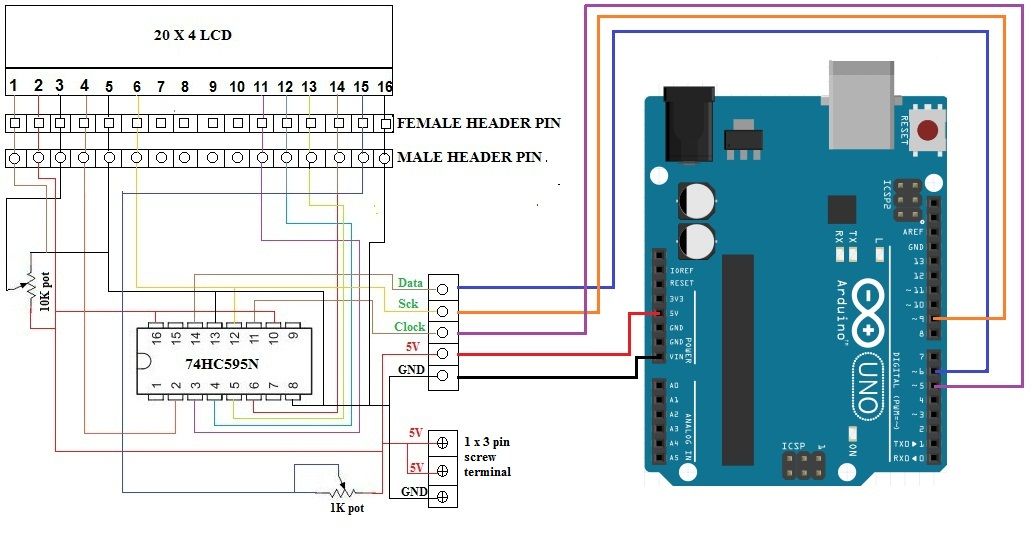 Interfacing 20x4 LCD to Arduino Using Only 3 Pins : 9 Steps (with ...