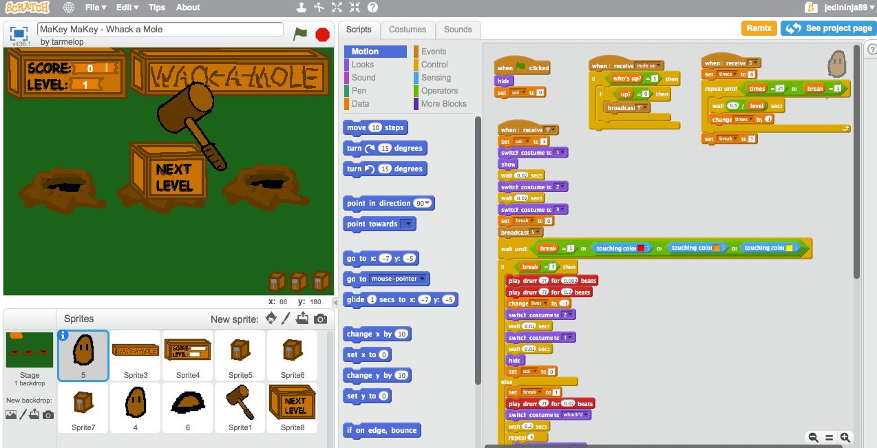 Whack-a-mole Game With Makey Makey/Scratch Programming : 4 Steps ...