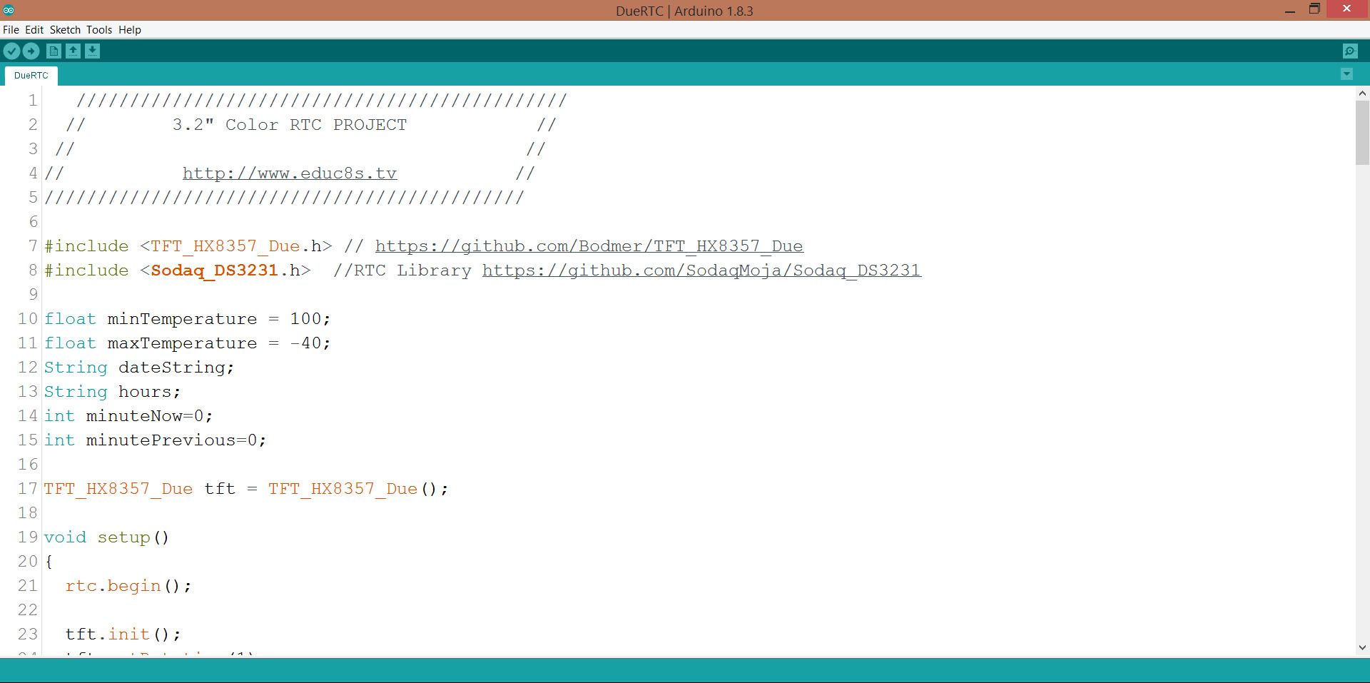 Arduino Temperature Monitor and Real Time Clock With 3.2" Display : 6 ...
