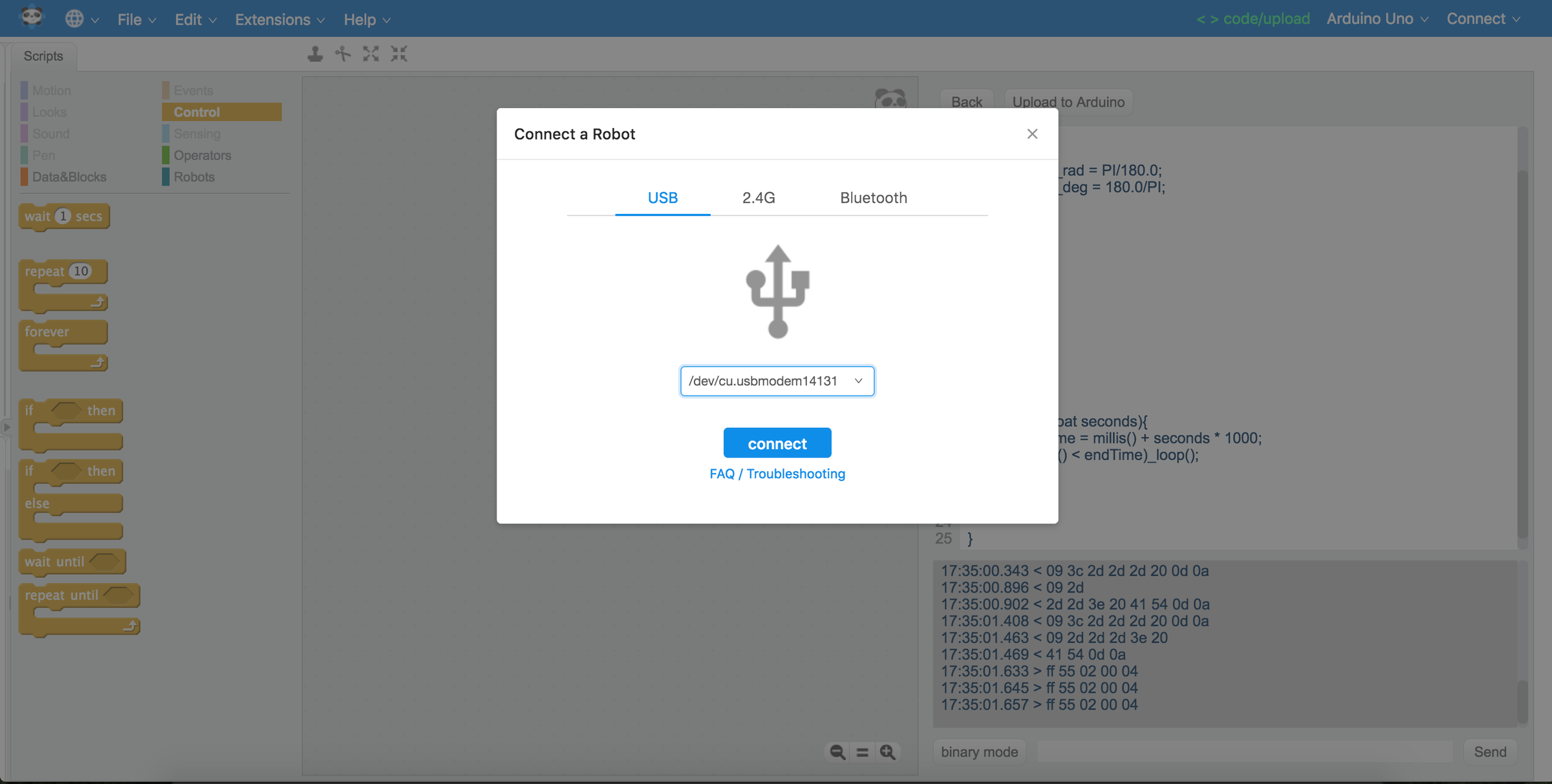 Getting Started With MBlock Browser Based Coding for HyperDuino : 3 ...