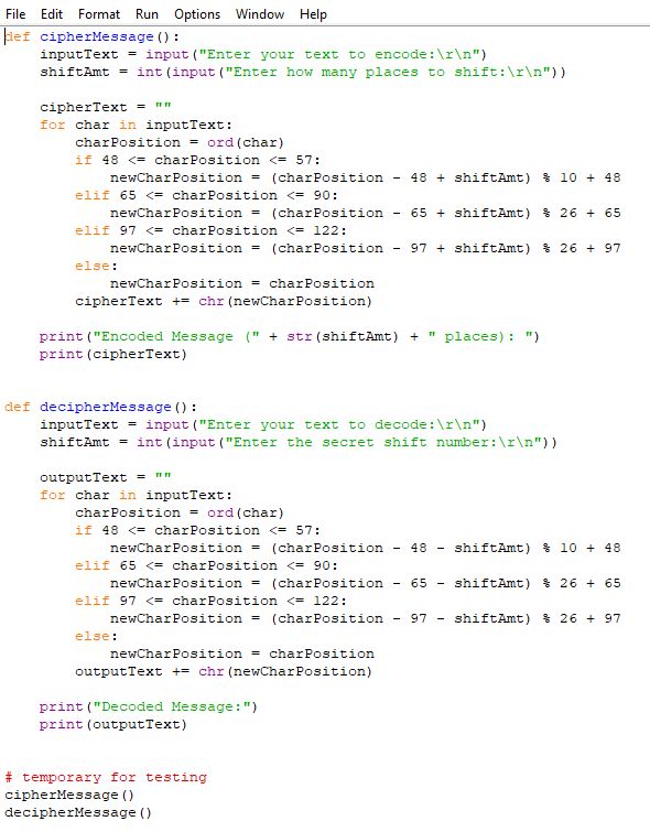 Python "Secret Code" Caeser Cipher: 6 Steps