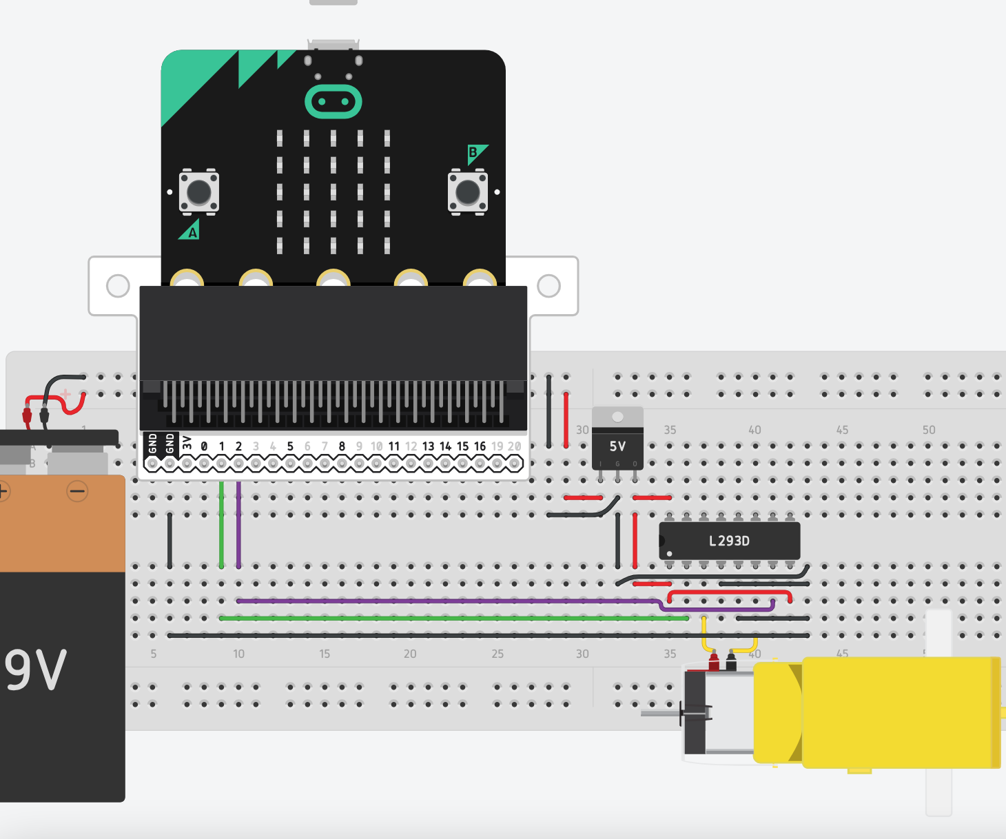 Motor Control With the L293D H-Bridge and the Micro:bit in Tinkercad* : 6 Steps - Instructables