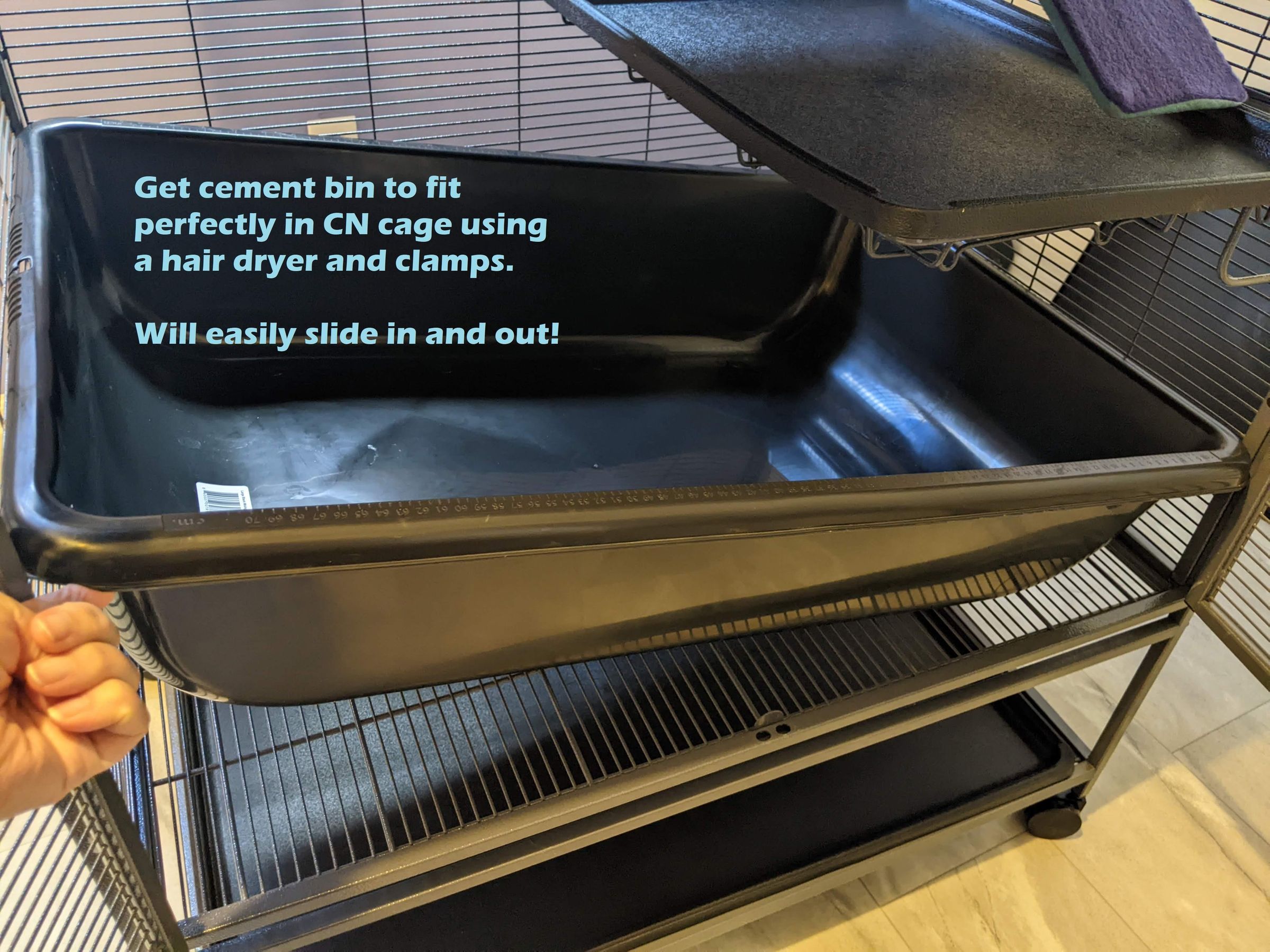 Fit Cement Mixing Bin Using Hair Dryer Into Critter Nation Cage : 8 ...