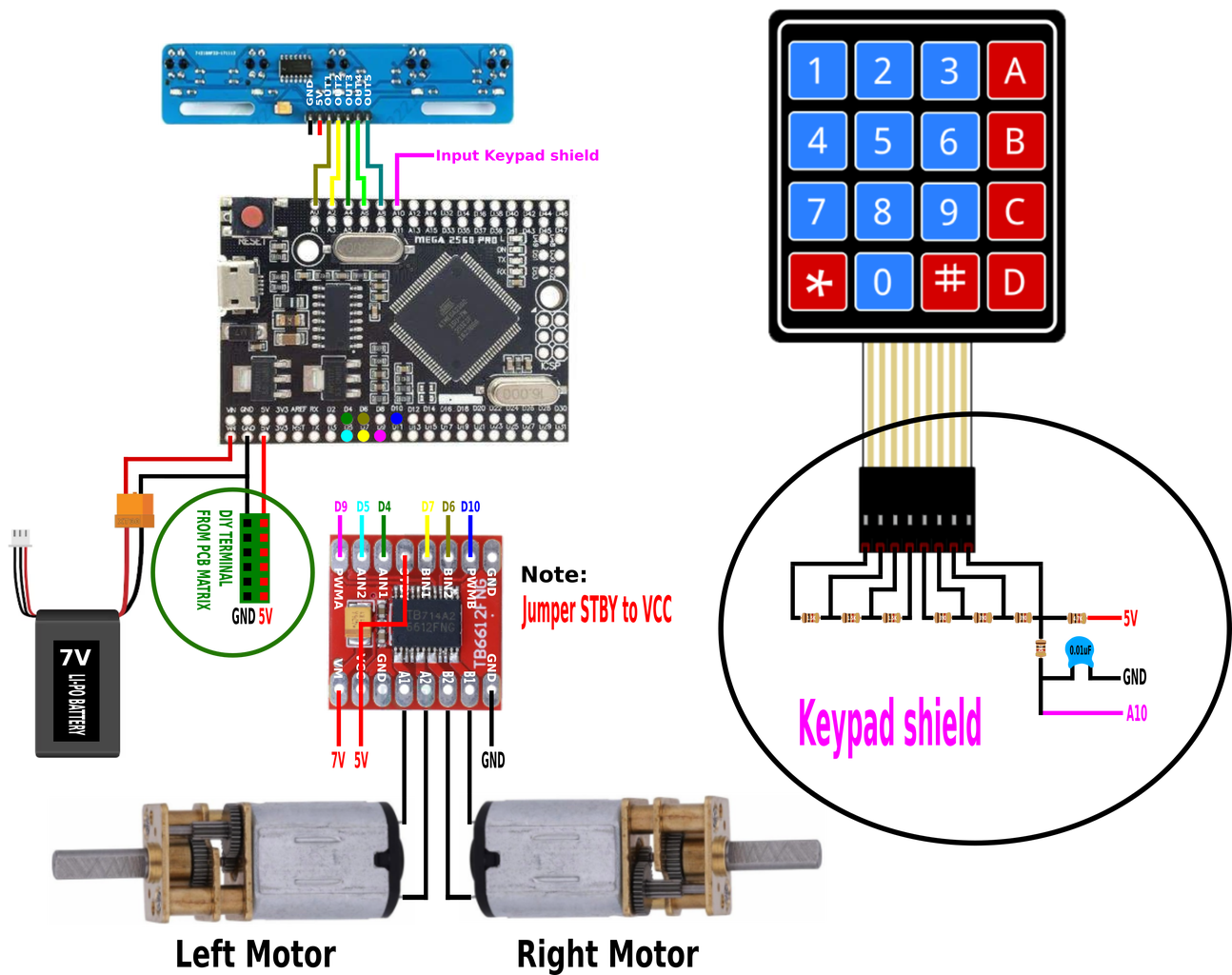 Arduino Line Follower Uses A 4x4 Keypad 4 Steps Instructables