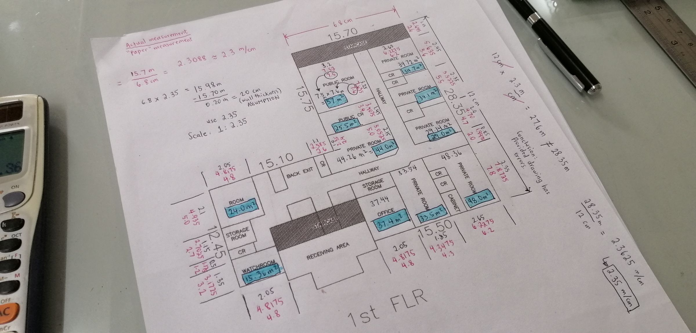Finding the Areas of Rooms in a Drawing With Lacking Dimensions : 8 ...