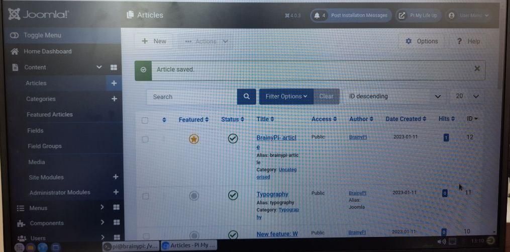 Joomla Installation on Brainypi - Raspberry pi Alternative - Brainy Pi